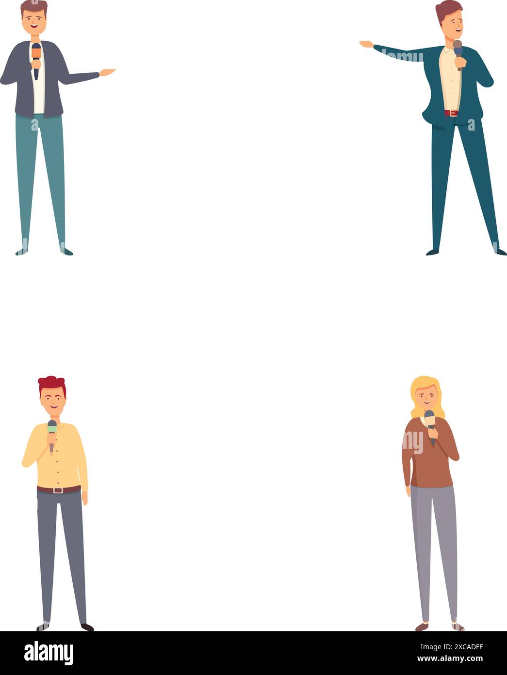 Journalistic concept icons set cartoon vector. Journalist broadcasting ...