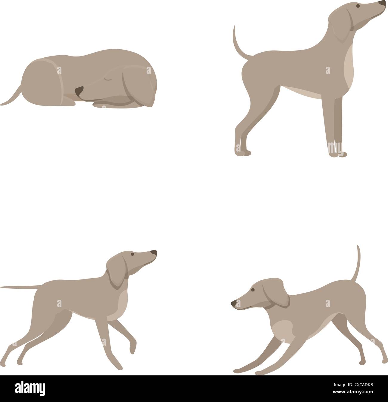 Greyhound dog icons set cartoon vector. Cute english greyhound ...