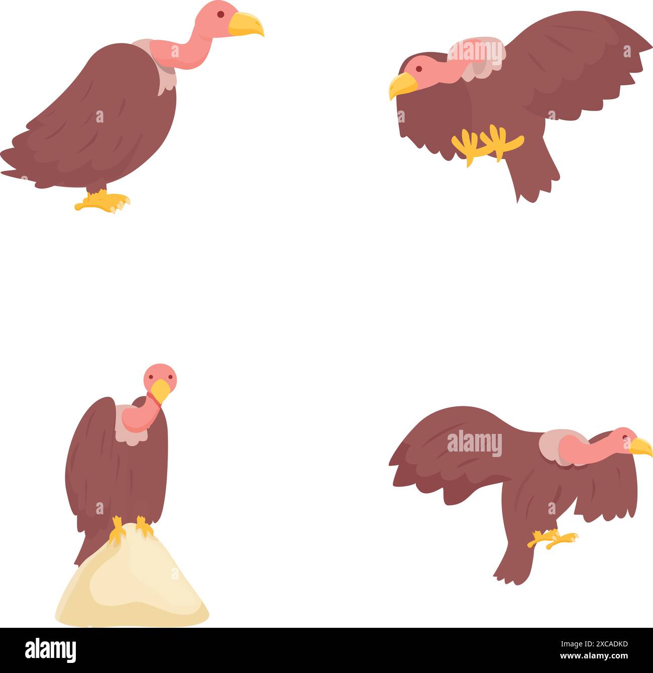 Condor icons set cartoon vector. Big bird of prey. Wild nature Stock ...