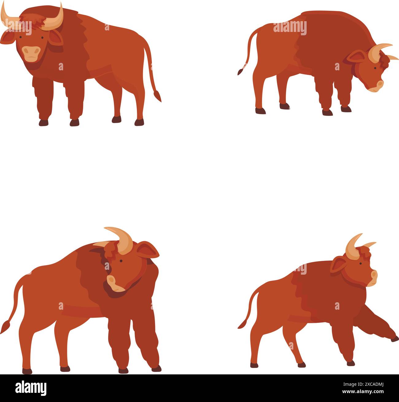 American buffalo icons set cartoon vector. Huge buffalo animal. Wild ...