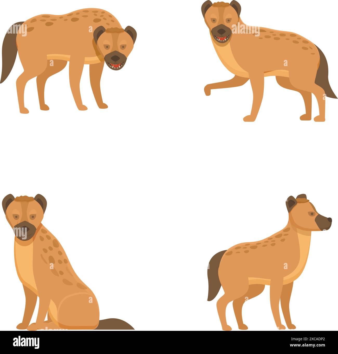 Cartoon hyena icons set cartoon vector. Spotted wild hyena. African ...