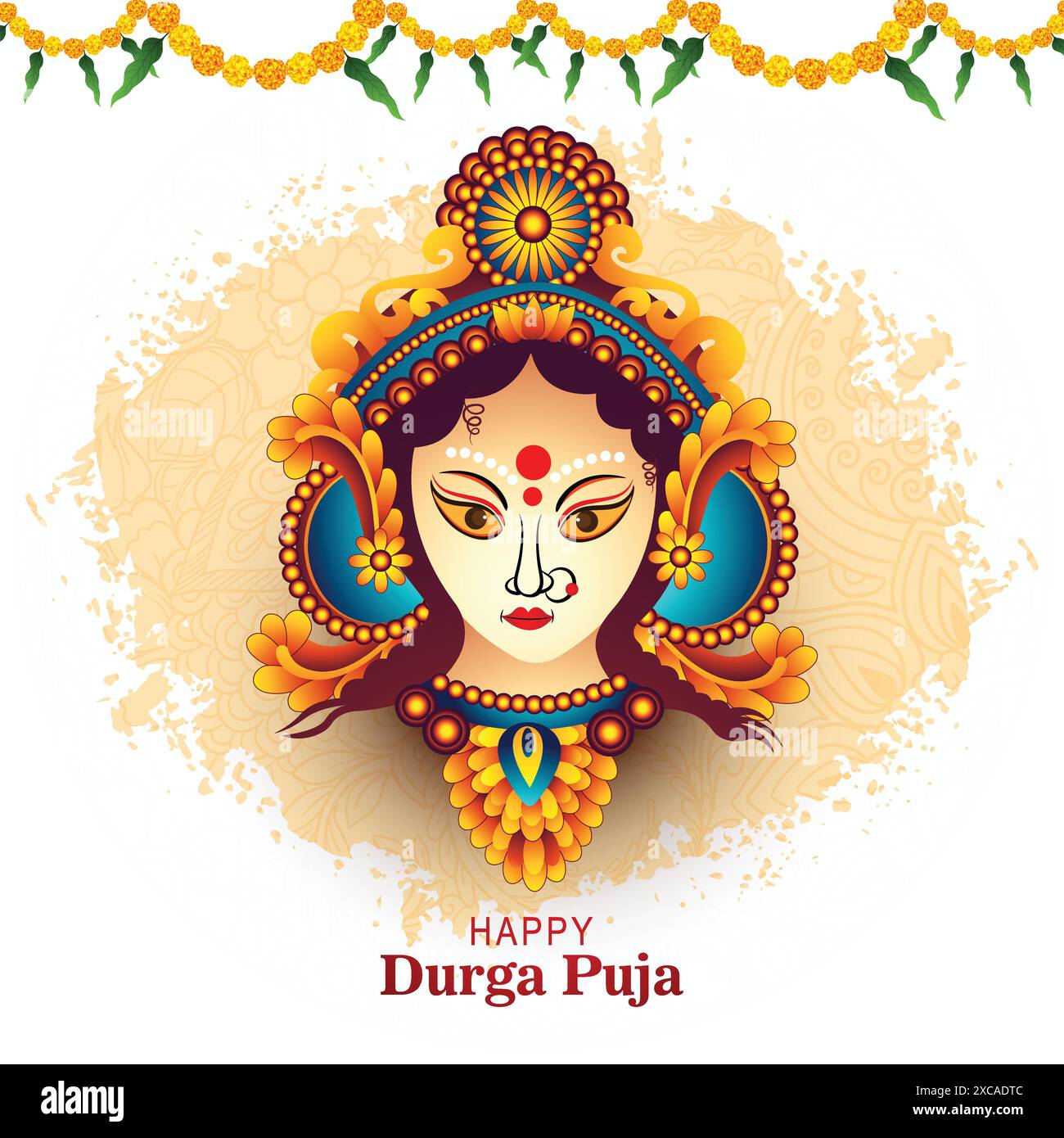Indian god durga in happy durga puja subh navratri background Stock ...