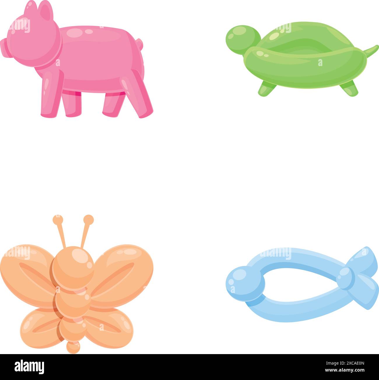 Twisted balloon icons set cartoon vector. Inflatable animal from ...