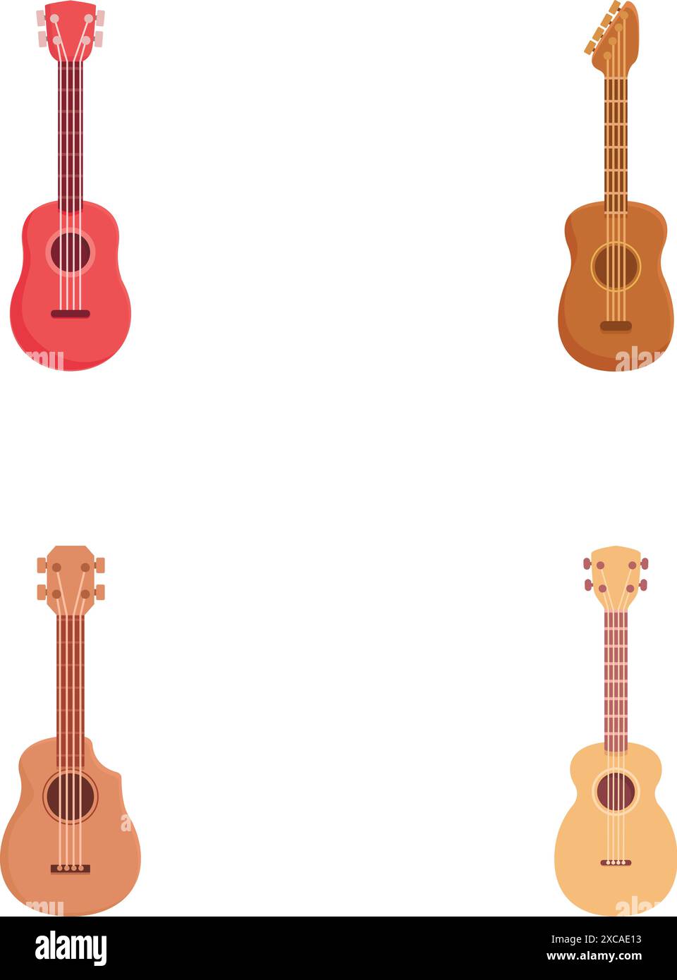 Hawaiian guitar icons set cartoon vector. Small acoustic ukulele ...