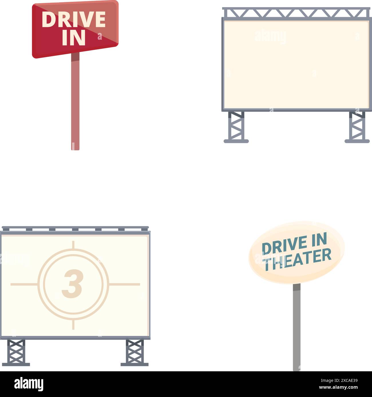 Outdoor movie icons set cartoon vector. Car cinema or drive movie in ...