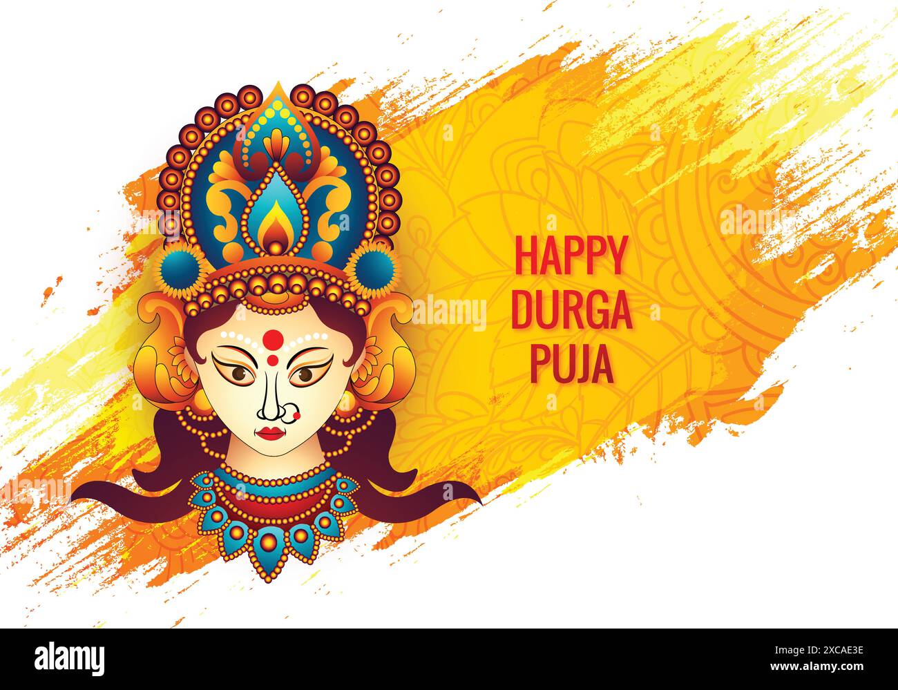 Religious decorative durga puja face holiday card festival background ...