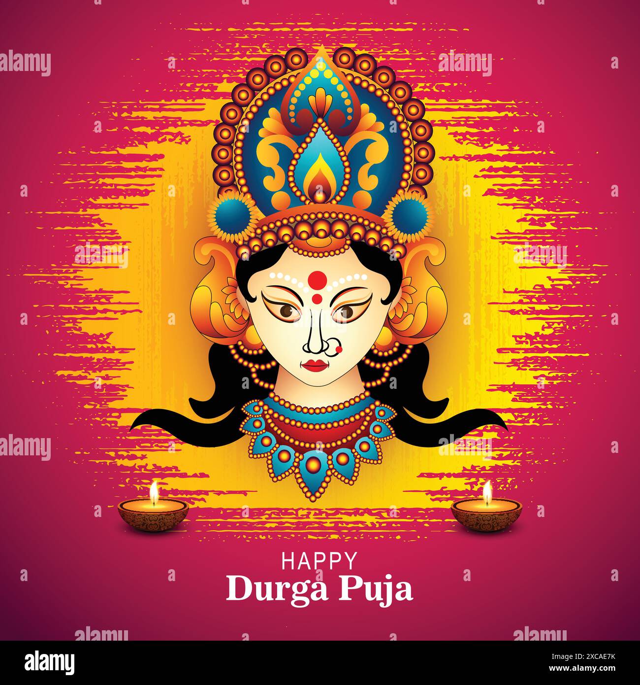 Indian religion festival durga puja face card background Stock Vector ...