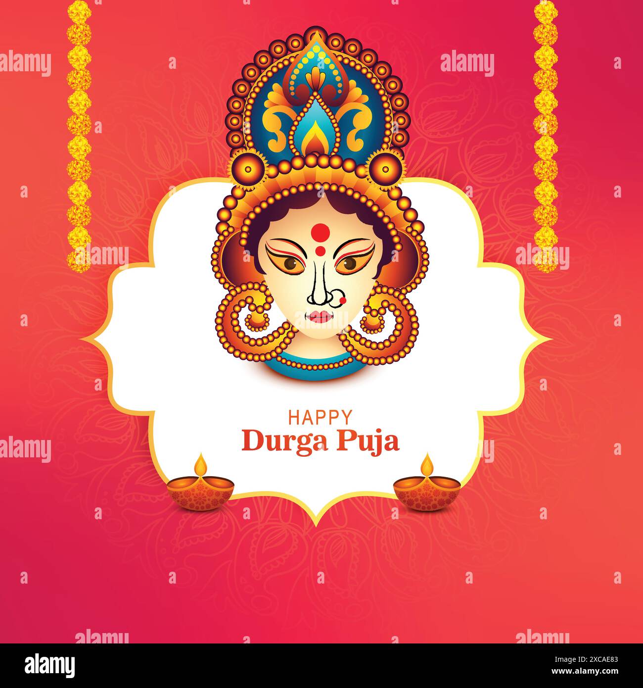 Beautiful illustration durga puja festival card background Stock Vector ...