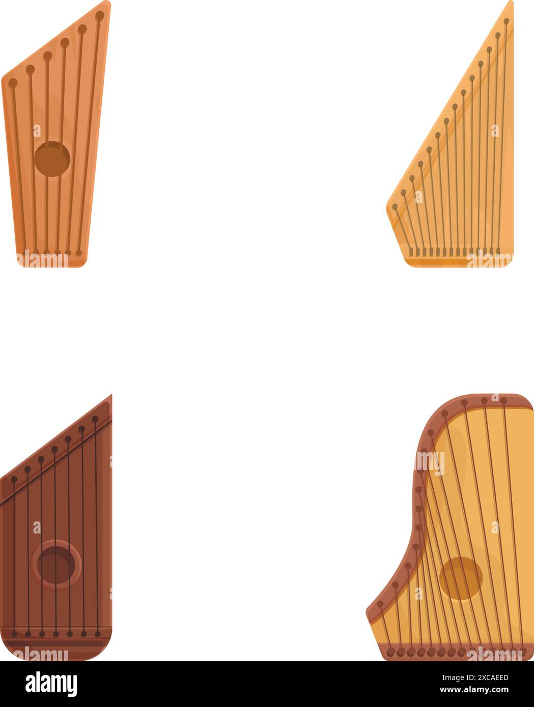 Traditional gusli icons set cartoon vector. Slavic stringed musical ...