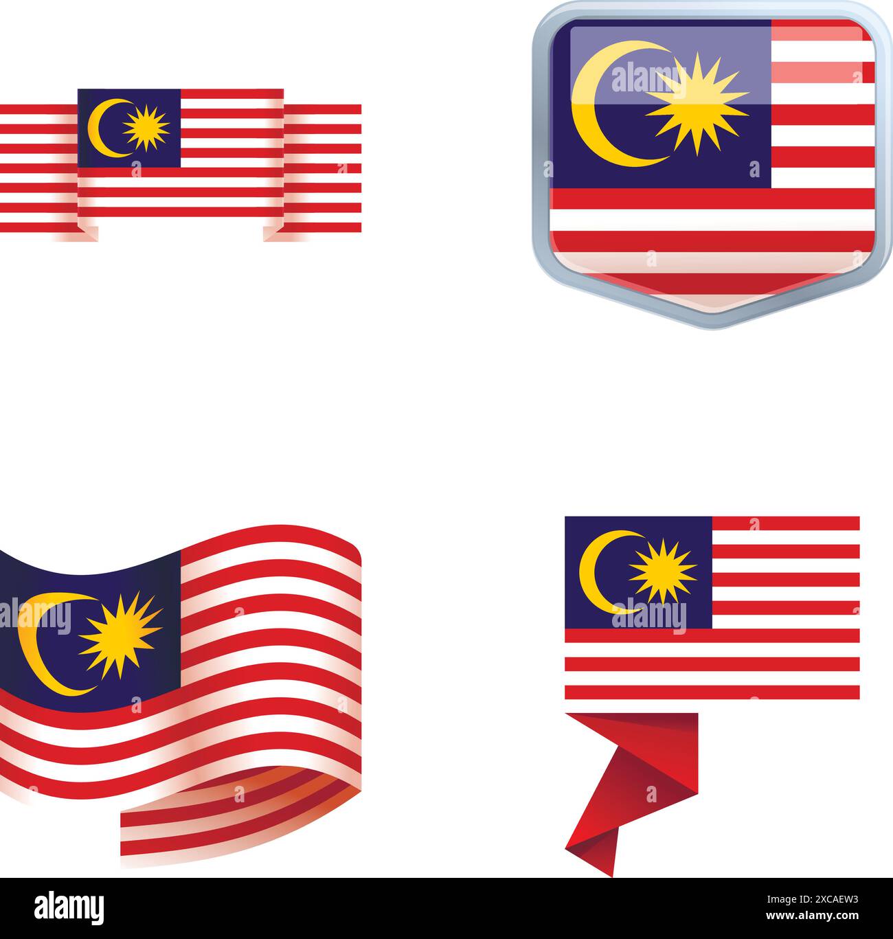 Collection of malaysian flag designs, including buttons and waving ...