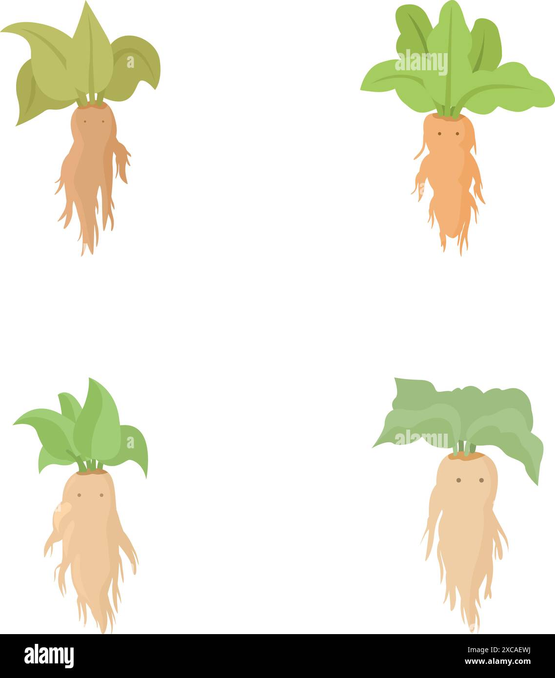 Colorful and vibrant cartoon root vegetables collection vector ...
