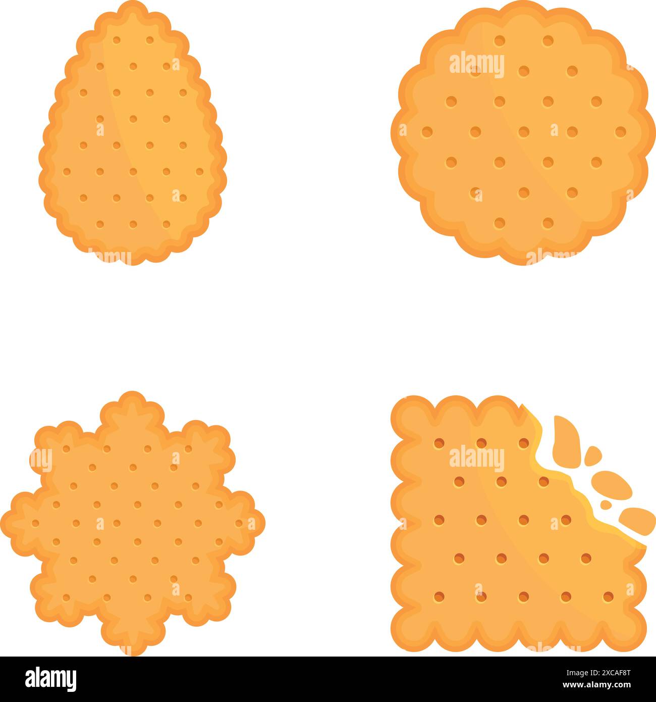 Assorted collection of delicious cracker shapes set for snacking and ...