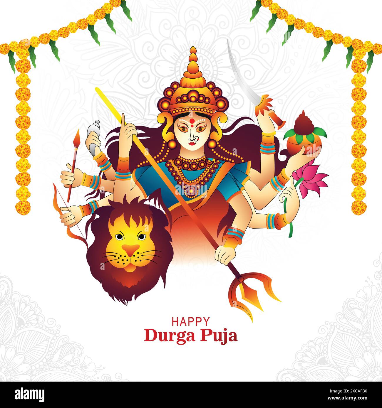 Indian god durga in happy durga puja subh navratri background Stock ...