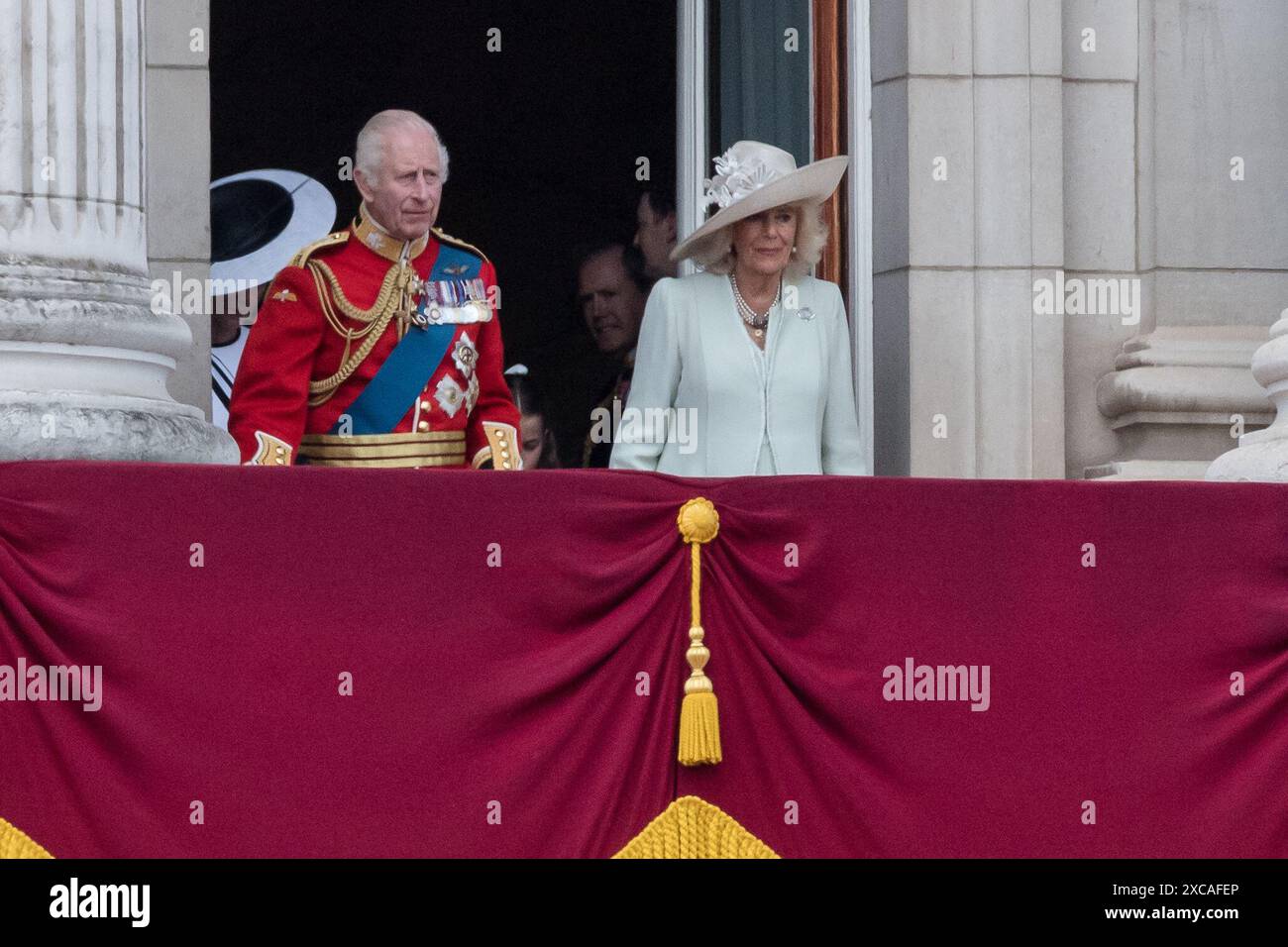 London, UK. 15th June, 2024. King Charles III and Queen Camilla step ...