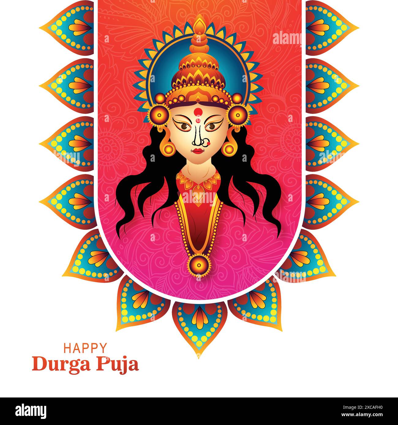Indian festival goddess durga face holiday celebration card background ...