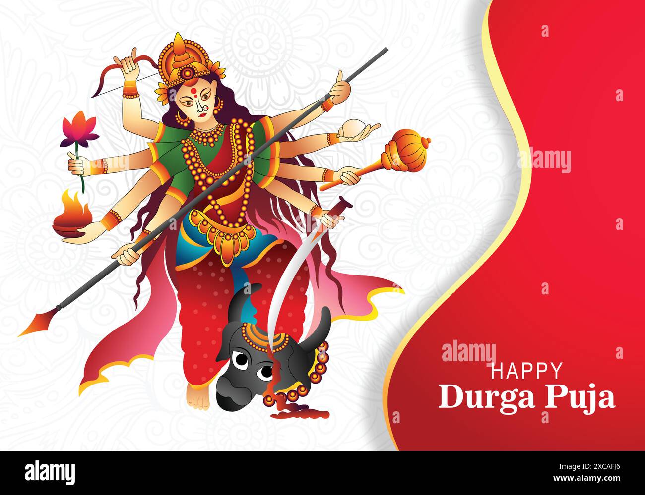 Happy durga puja india festival holiday card illustration background ...