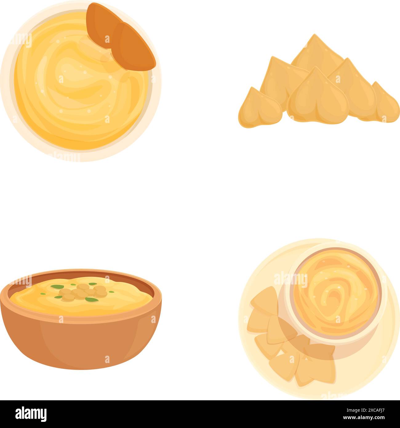 Vector illustrations of different dips with chips, perfect for party ...