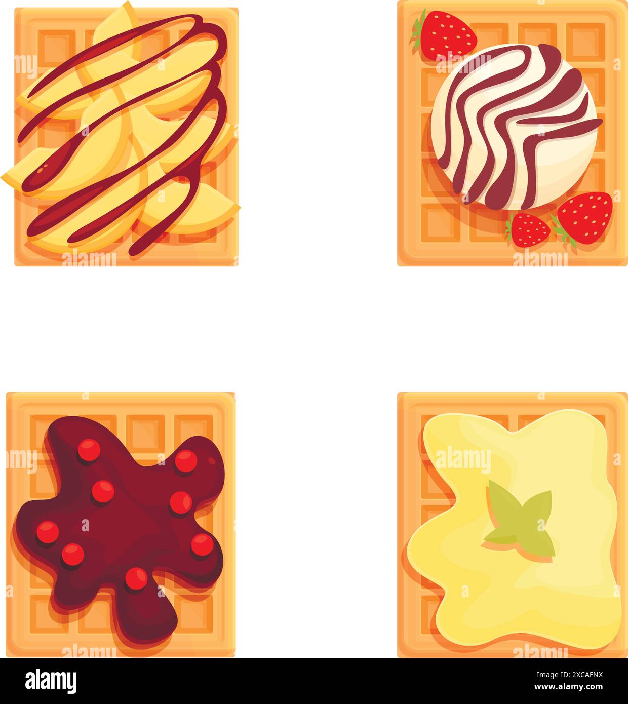 Belgian waffles fruit bananas Stock Vector Images - Alamy