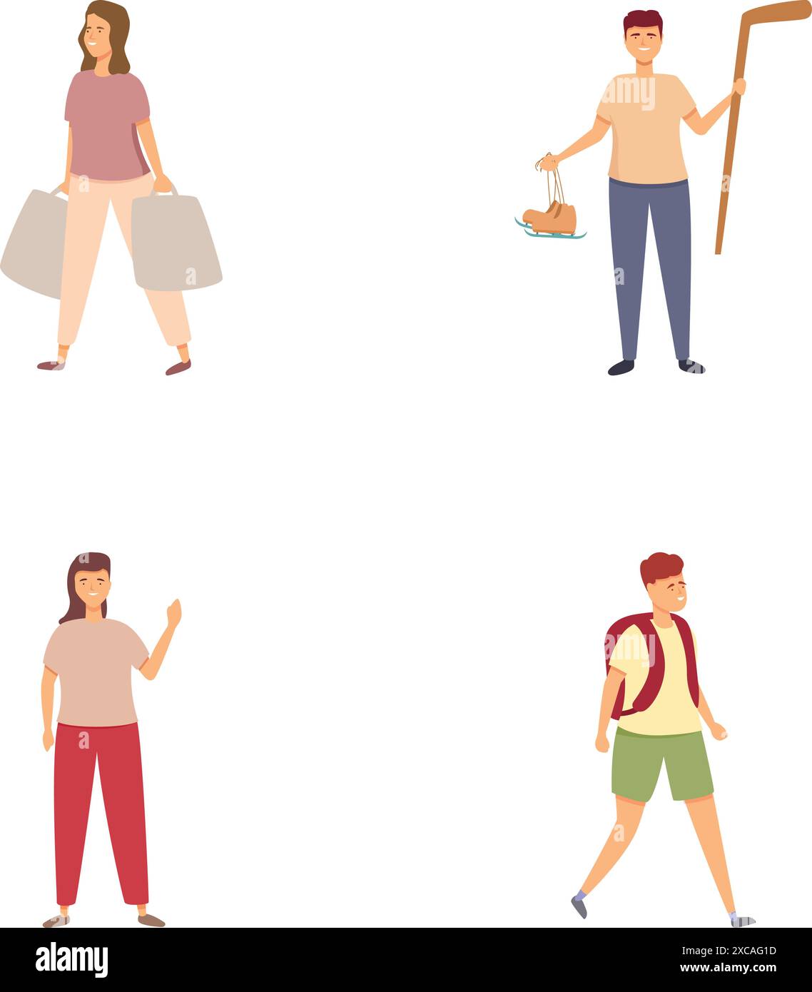 Collection of four illustrations depicting individuals in various ...