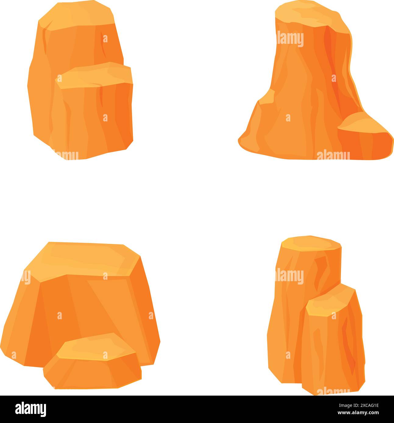 Collection of colorful cartoon stone boulders set. Isolated vector ...