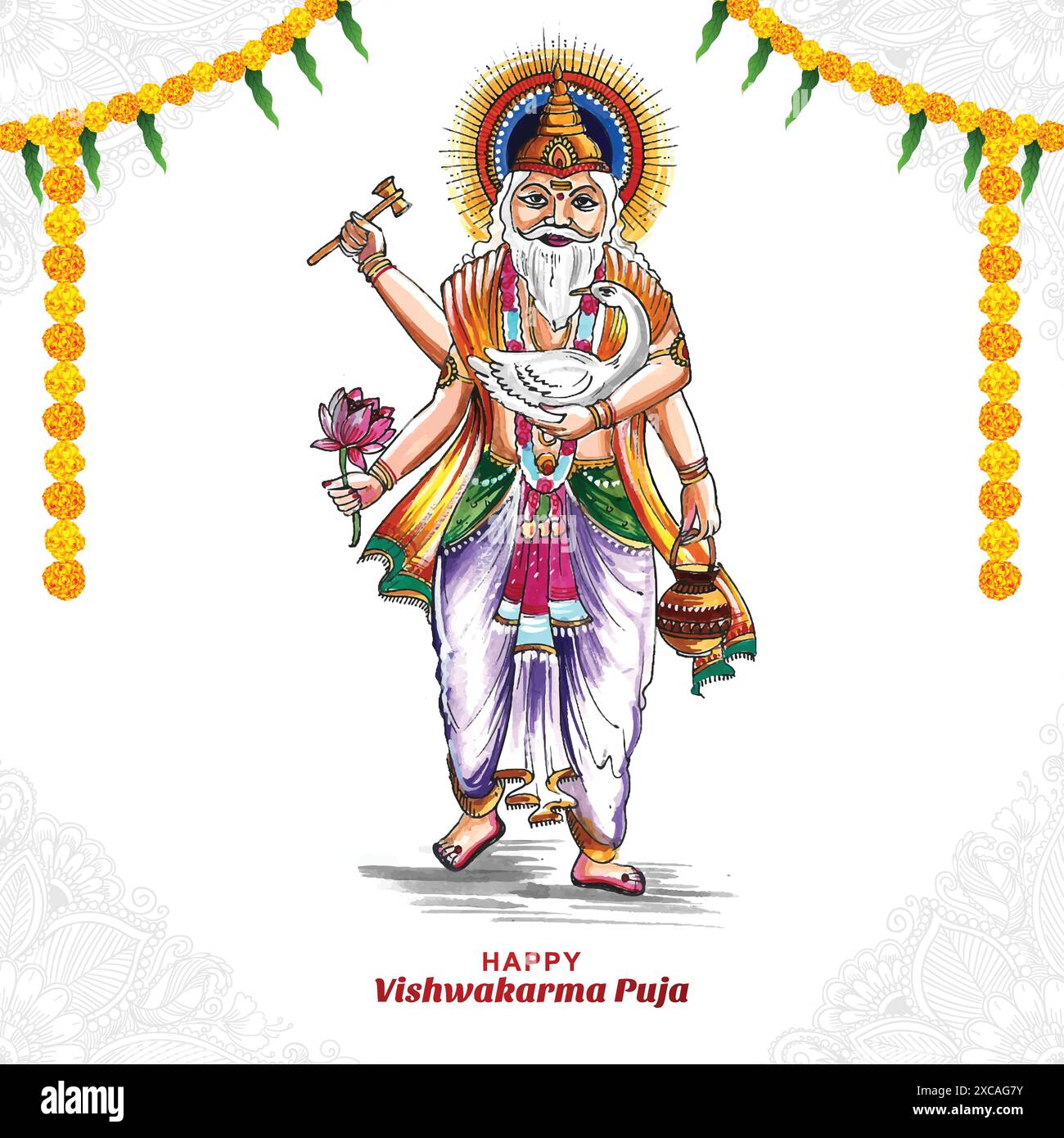 Hindu god vishwakarma puja celebration background Stock Vector Image ...