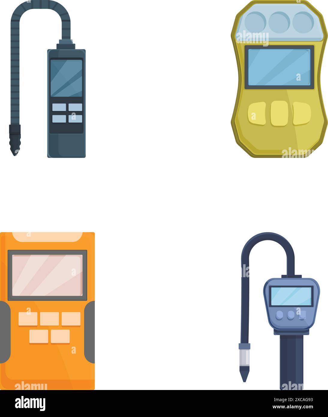 Collection of four vector icons depicting gas station pump handles and ...