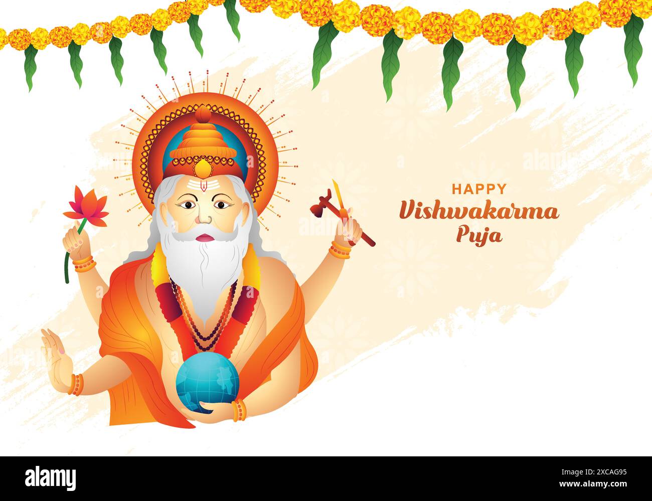Happy vishwakarma puja illustration holiday card background Stock ...