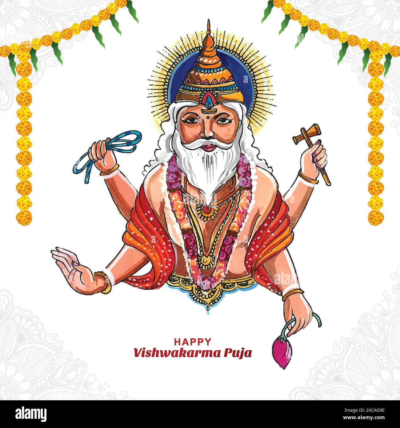 Hindu god vishwakarma puja celebration background Stock Vector Image ...