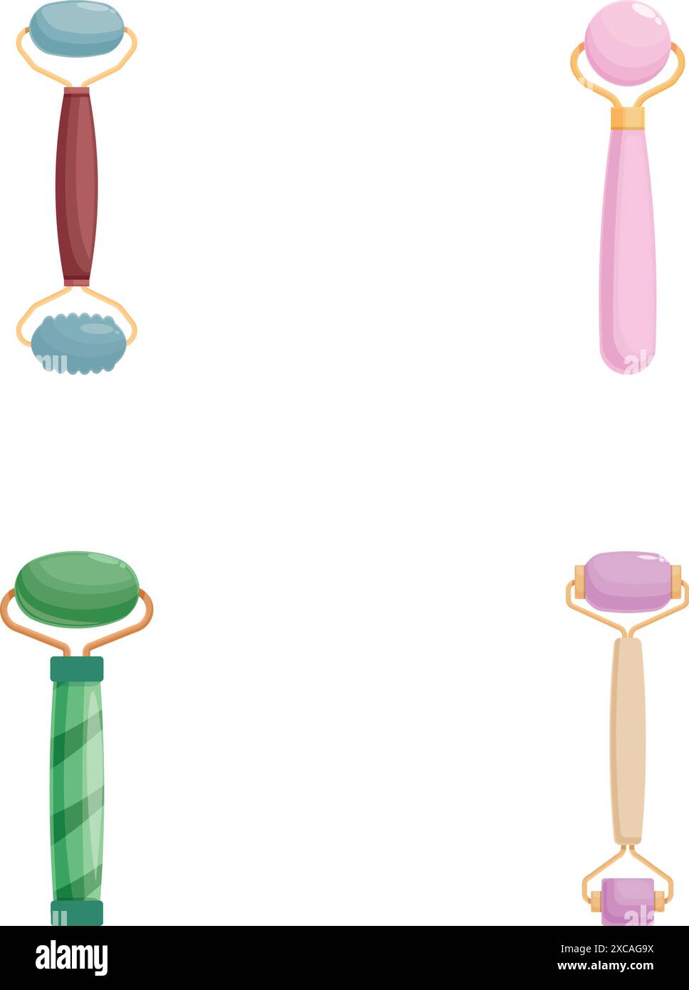 Collection of four colorful cartoon makeup brushes with different ...