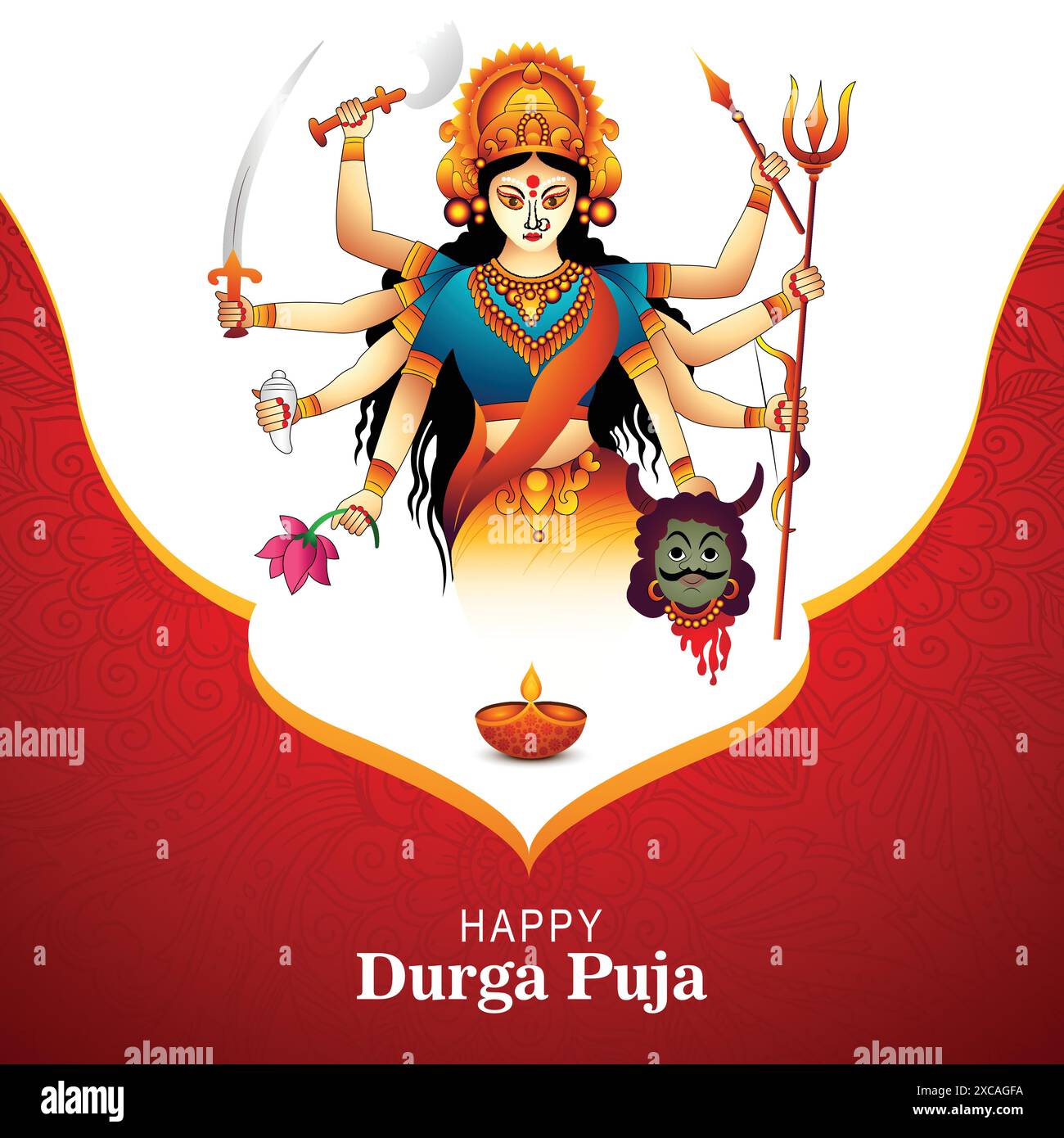 Indian festival goddess durga face holiday celebration card background ...