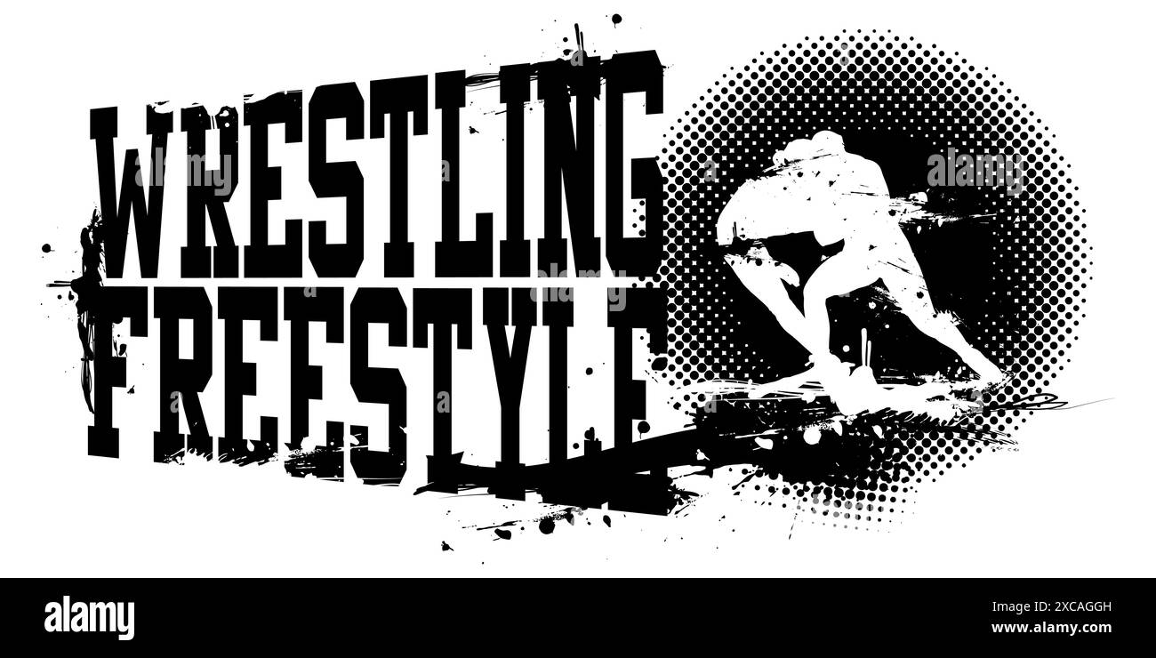A vector illustration of Freestyle Wrestling Banner Stock Vector Image ...