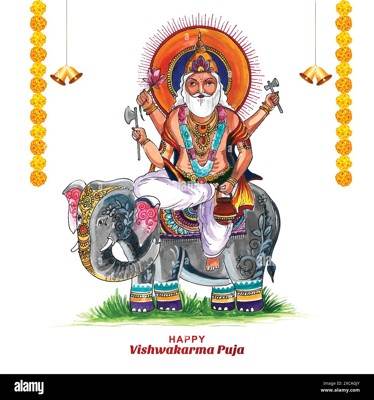 Hindu god vishwakarma puja celebration background Stock Vector Image ...