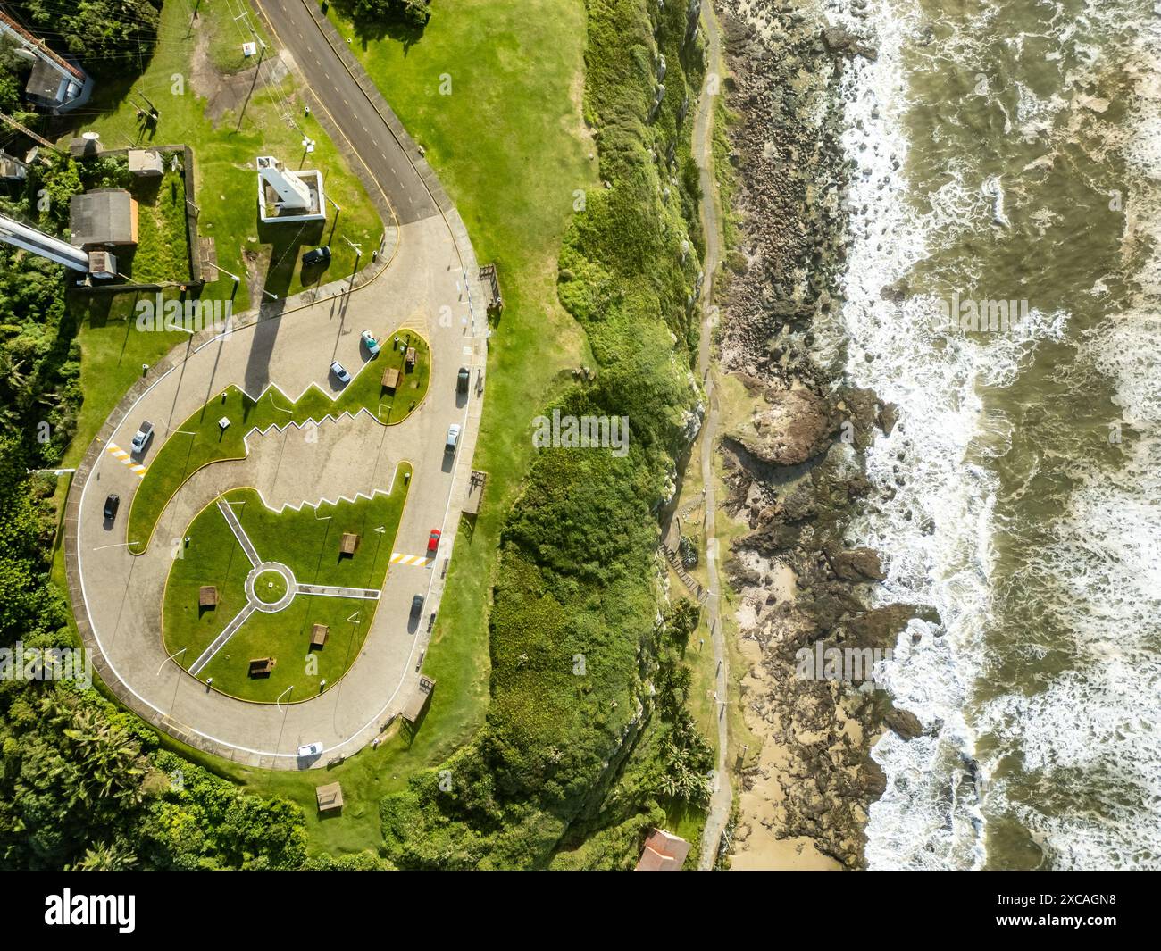 Aerial view of lighthouse and beach, Torres, Rio Grande do Sul, Brazil ...
