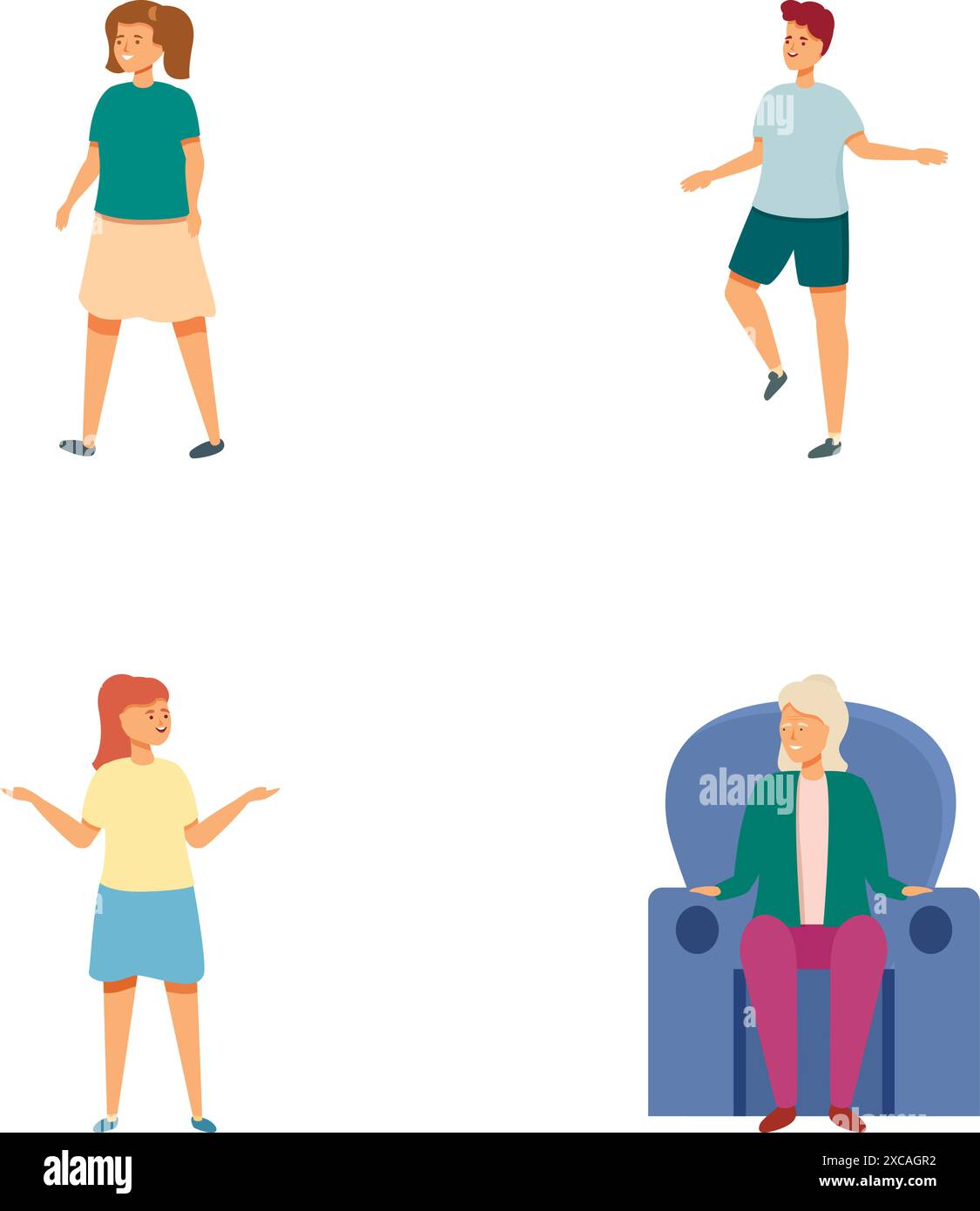 Collection of diverse characters engaged in daily actions like walking ...