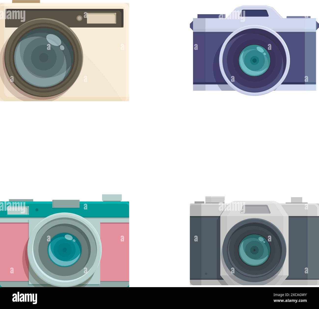 Collection of four flat design illustrations depicting various styles ...
