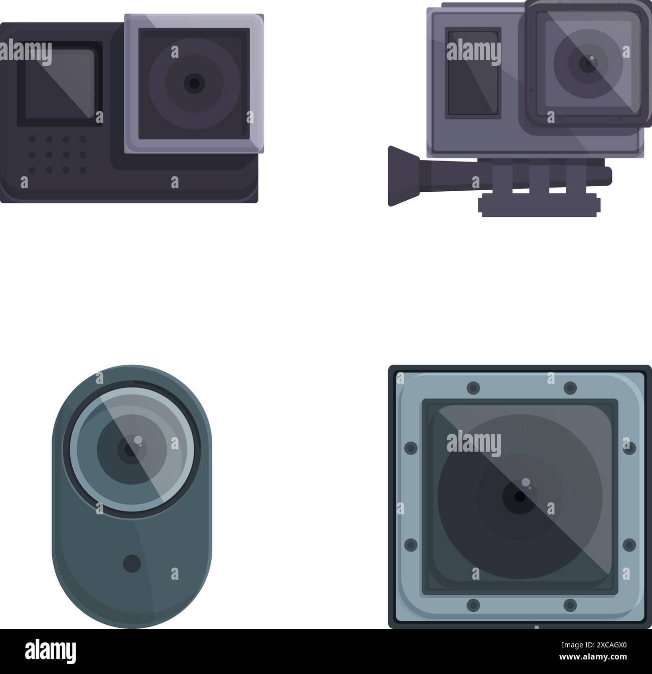 Collection of four different style camera icons in a minimalist design ...