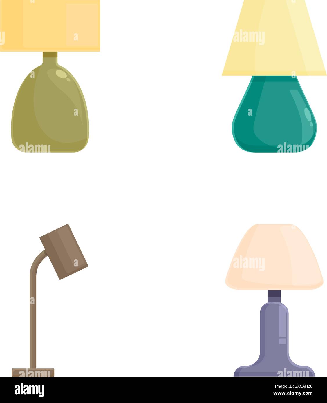 Collection of four assorted table lamps with various shades and bases ...