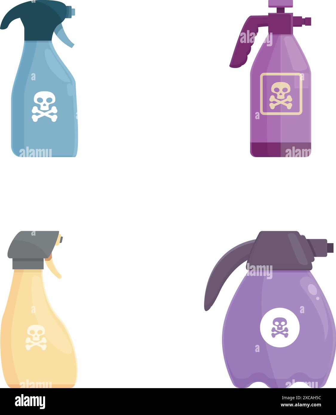 Four vector icons depicting different containers with poison hazard ...