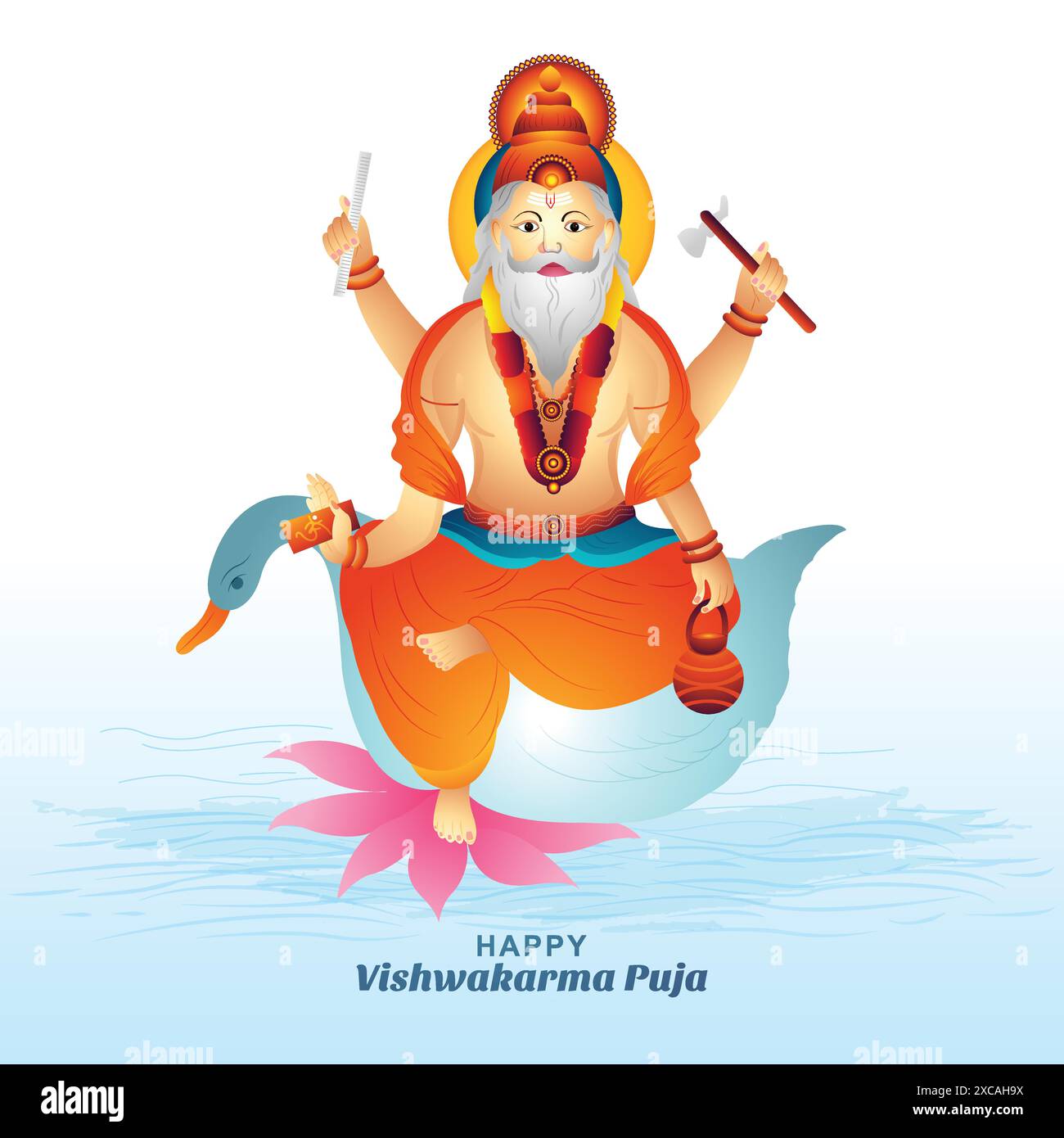 Hindu god vishwakarma puja beautiful celebration card background Stock ...