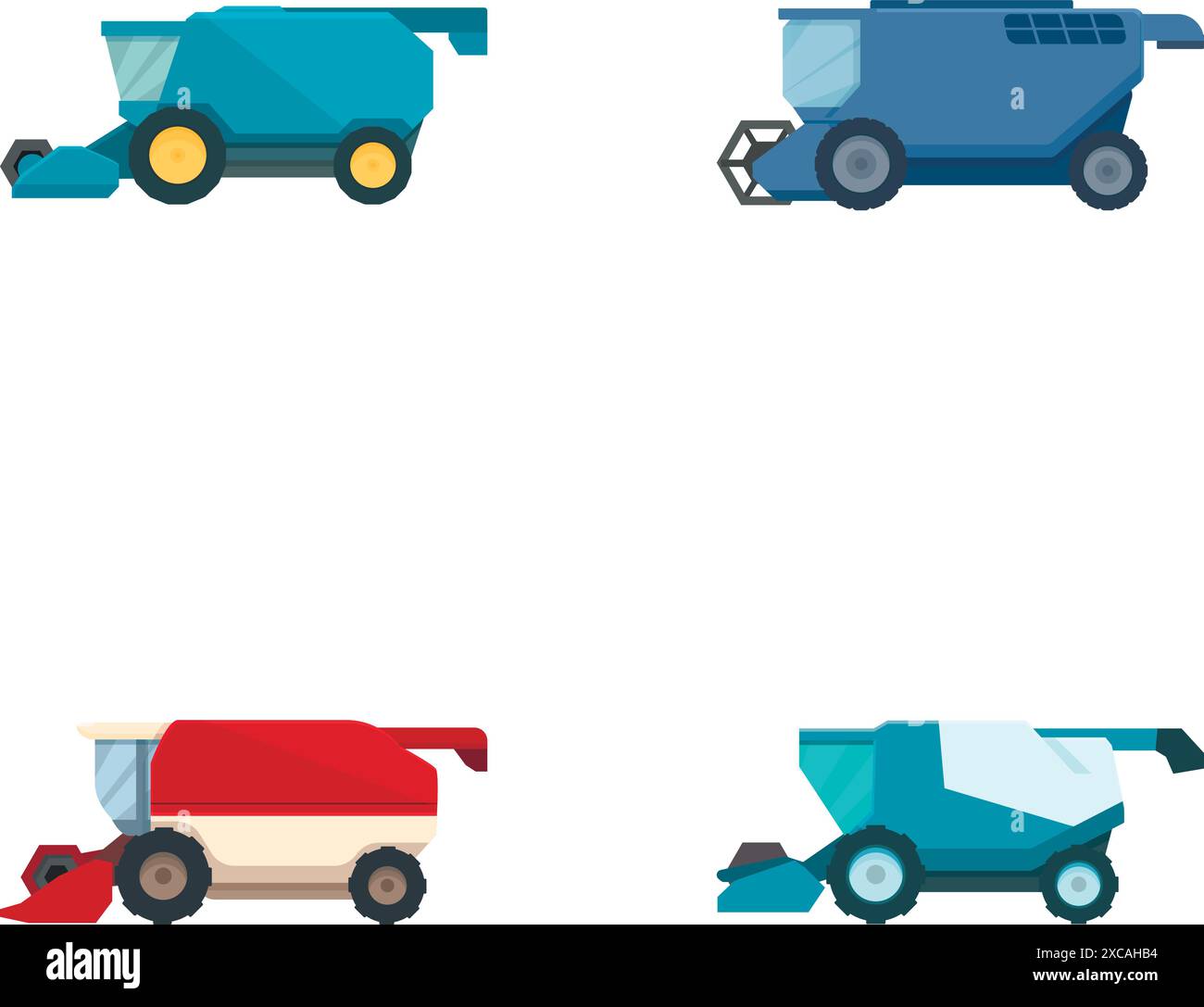 Four vector icons of combine harvesters in various designs, perfect for ...