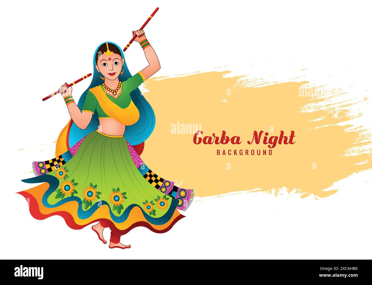 Garba night woman playing garba and dandiya celebration background ...