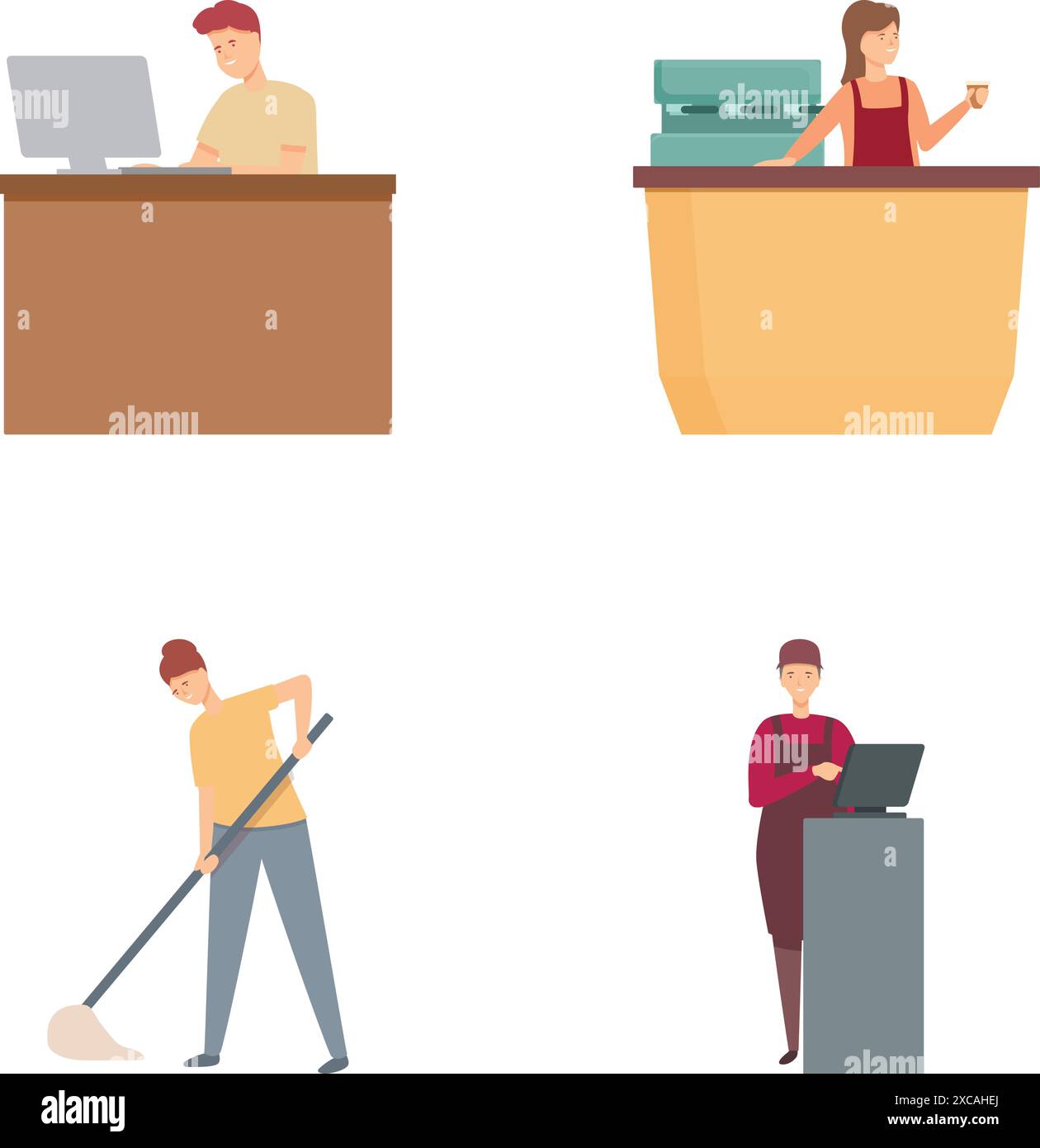 Illustrations showcasing individuals in various occupations including ...