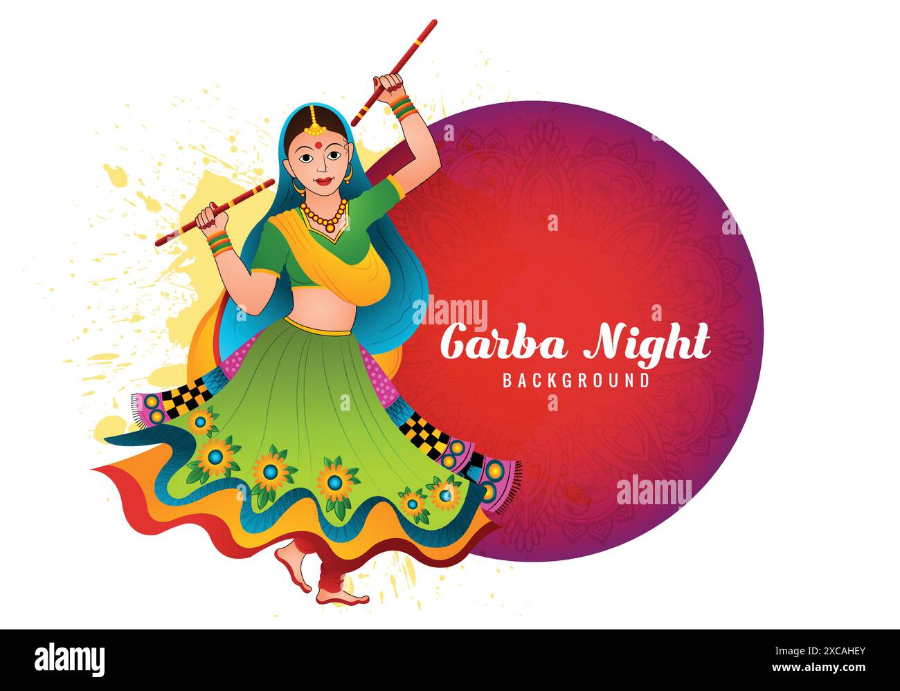 Garba night woman playing garba and dandiya celebration background ...