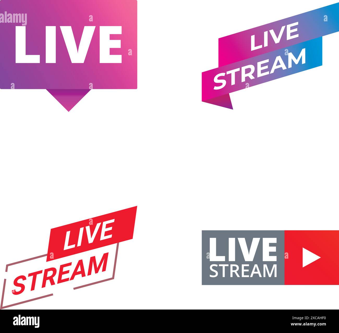 Collection of modern and colorful live stream banners set for online ...