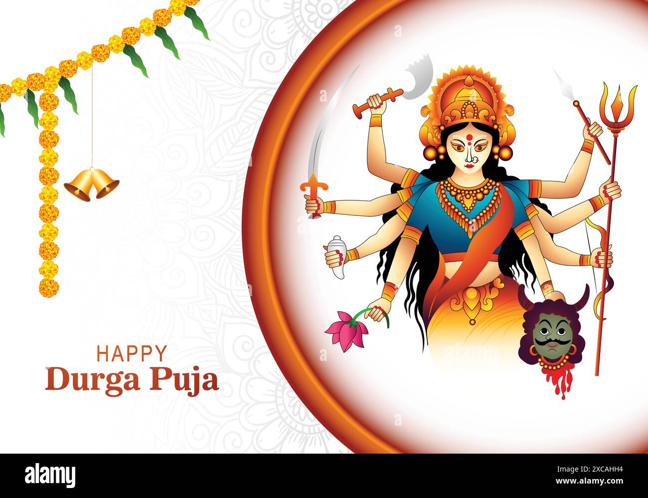 Illustration of goddess happy durga puja subh navratri celebration card ...