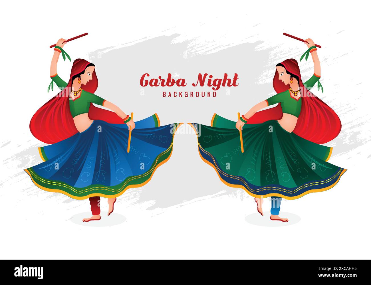 Illustration of people performing garba dance womans playing ...