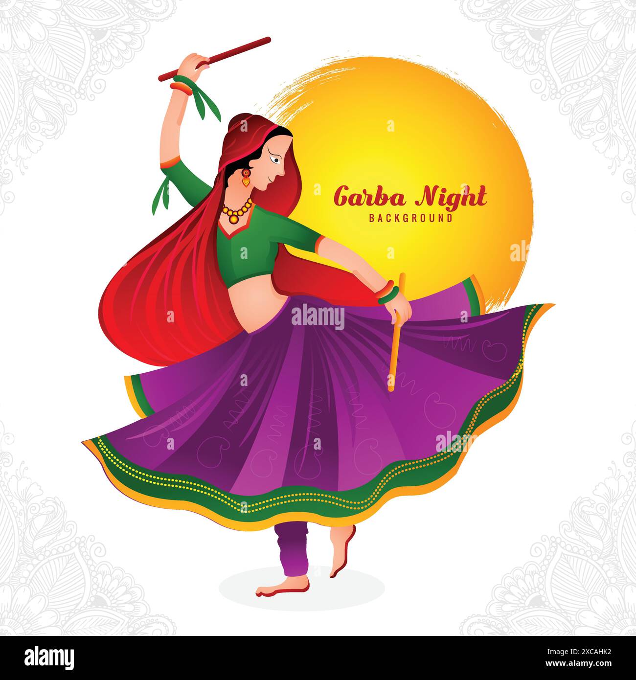 Illustration of people performing garba dance woman playing celebration ...