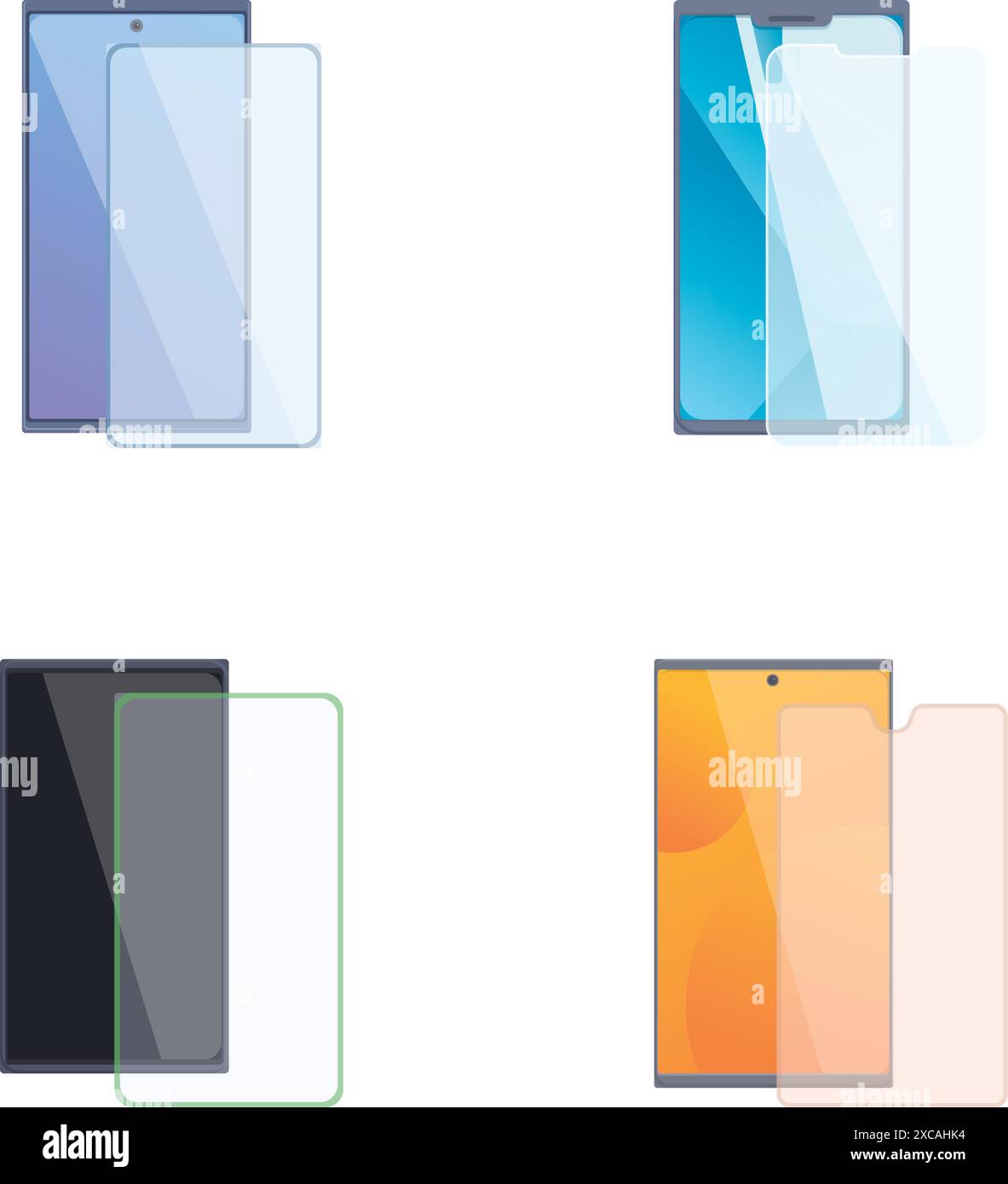 Vector illustration of various screen protectors for modern mobile ...