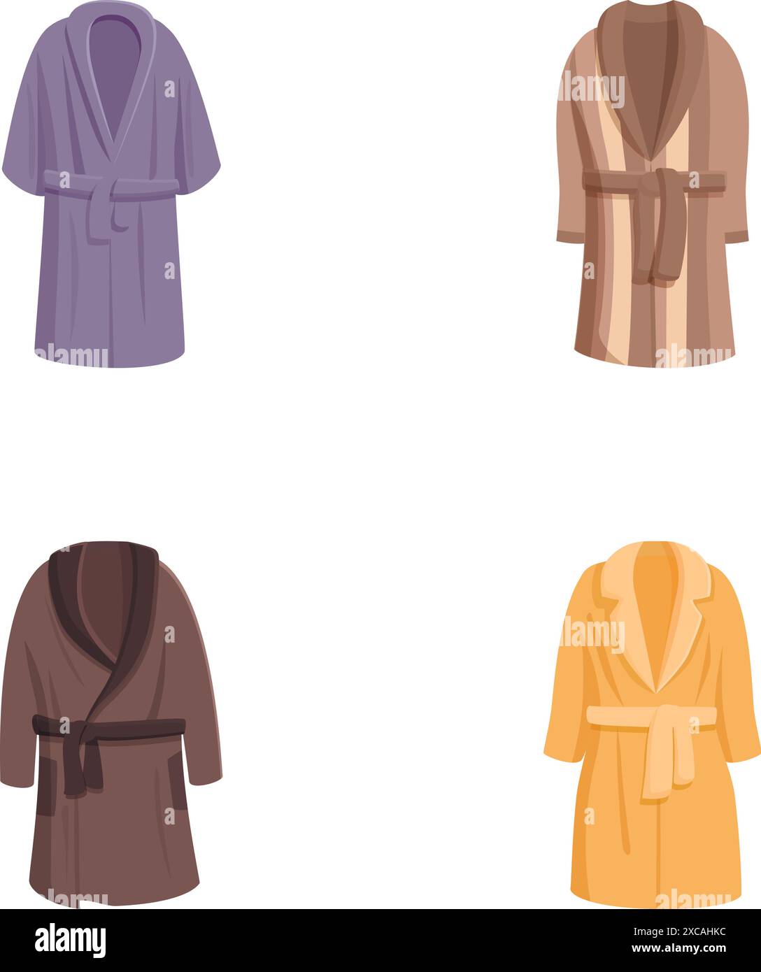 Collection of four cartoonstyle bathrobes in different colors isolated ... Collection of four cartoonstyle bathrobes in different colors isolated ...