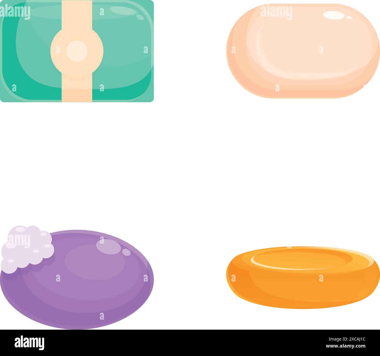 Set of four vector icons representing colorful soap bars with different ...
